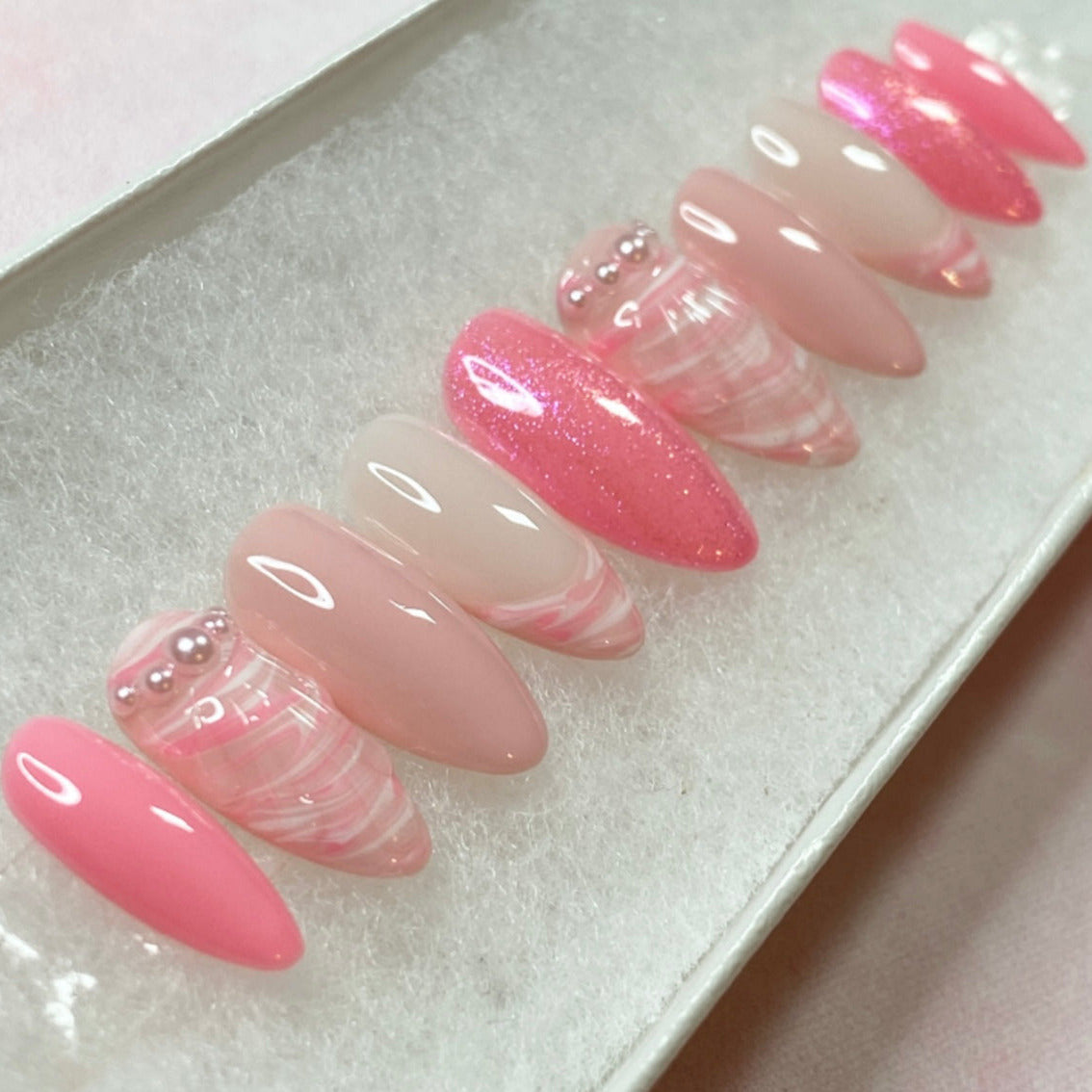 3D Shell Design False Nails Pink. Handmade. Durable. Reusable ...